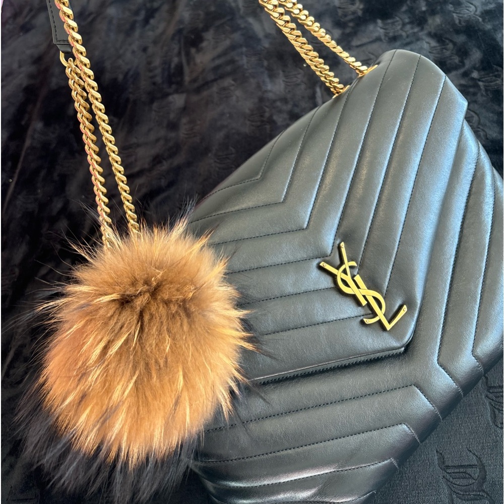 Ysl Patton Leather Comes With Furry Keychain - Gem